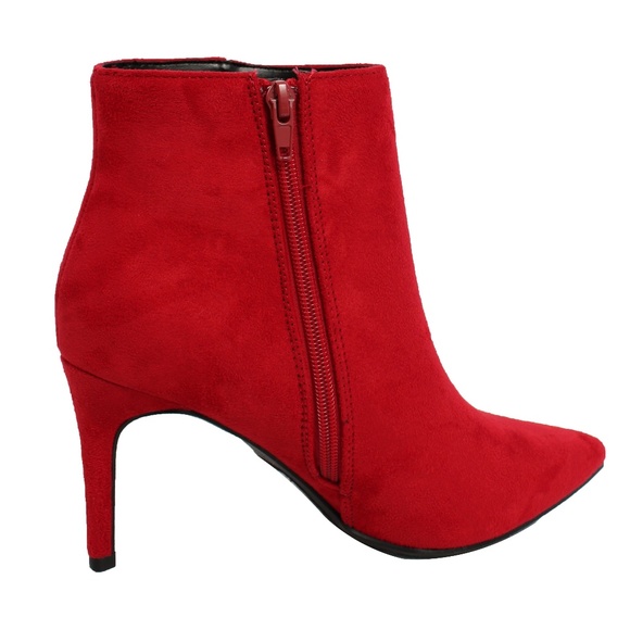 Shoes | Bright Red Pointy Toe 3 14 Ankle Booties | Poshmark